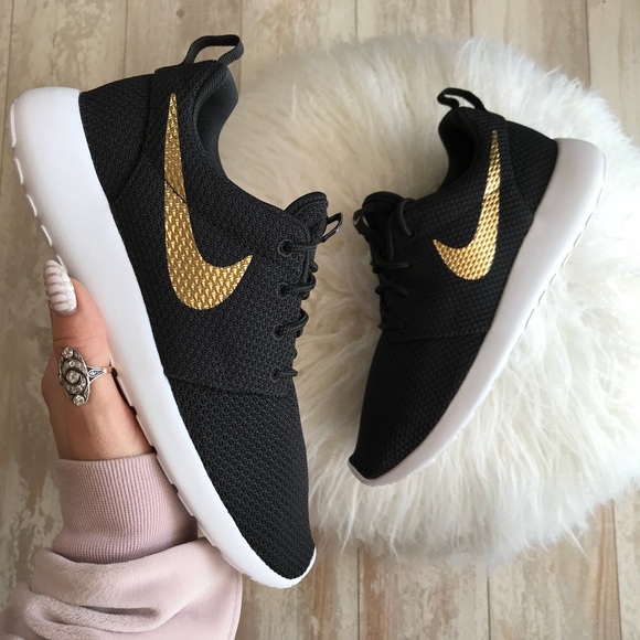 Nike | Shoes | Nwt Nike Id Roshe One Custom Gold Swoosh | Poshmark